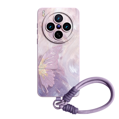 轻奢风鎏金蝴蝶编织手绳硅胶壳