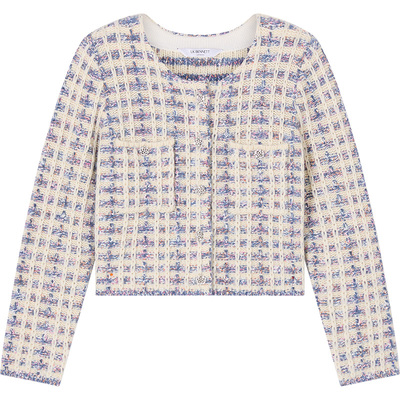 LK BENNETT米色针织开衫女2025秋新款圆领浪漫小香风百搭短款外套