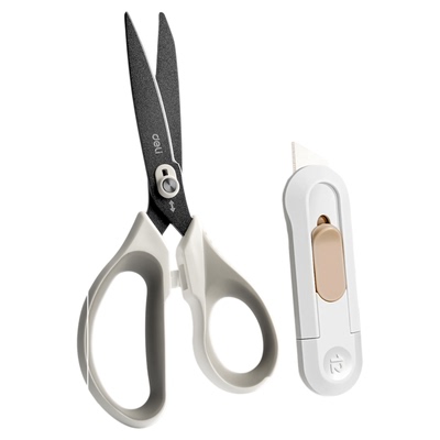 得力开箱剪刀特氟龙不粘办公神器