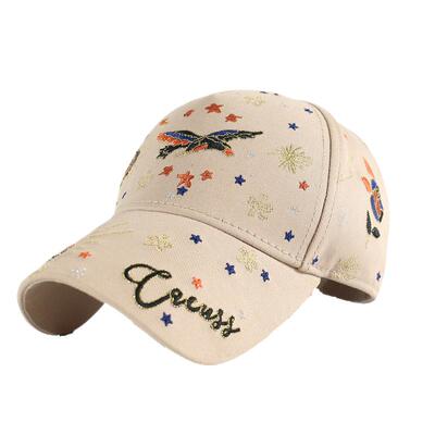 韩版立体刺绣休闲风碎花鸭舌帽