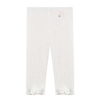 朗姿童装/ETTOI爱多娃七分百搭花边打底裤女童白色裤子夏季新款