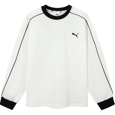 PUMA彪马童装红色新年儿童长袖T恤简约时尚条纹圆领运动T7打底衫