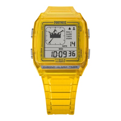 代购Timex LCA x Fortnite联名黑黄透明树脂表带男女手表石英腕表