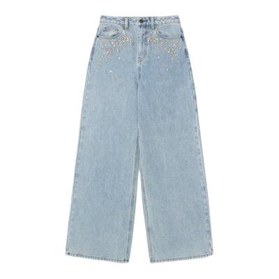 self-portrait钻饰阔腿裤长裤