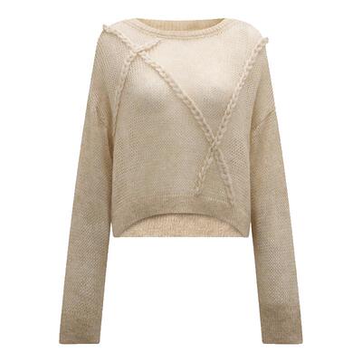 羊驼绒套头毛衣钉线绣