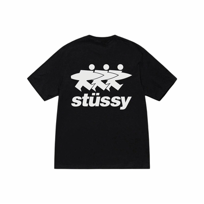 正品现货Stussy Surfwalk Tee 24ss冲浪人字母印花logo短袖T恤男