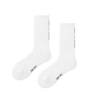 HELLO ZOMO袜子男长筒袜高帮黑白袜字母个性潮流纯棉薄冬季男士袜