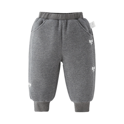 [加绒保暖]女童加绒裤子秋冬新款儿童加厚一体绒休闲卫裤宝宝冬装