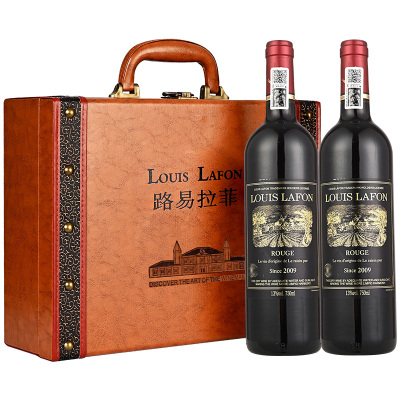 红酒2支礼盒装路易拉菲LOUISLAFON旗舰店侯爵山谷干红葡萄酒送礼