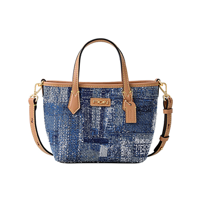 Fion/菲安妮女包新款托特包丹宁色饺子包通勤手提轻奢单肩斜挎包
