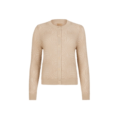 FALCONERI女士修身几何棉质圆领休闲长袖开衫DML490D