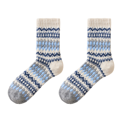 【新款爆款~】费尔岛羊毛袜女冬