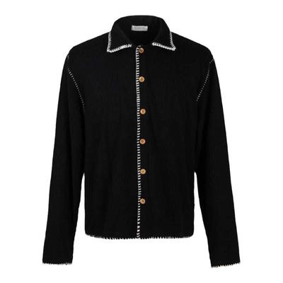 VLABMADE三角针翻领肌理针织开衫