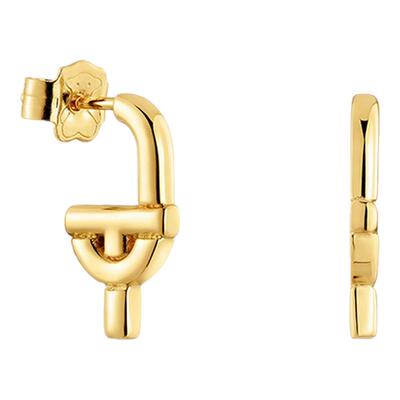 TOUS桃丝熊女银镀18K金耳环