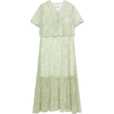 播碎花连衣裙女商场同款2024夏中长款沙滩度假鱼尾裙BDR2LD1661