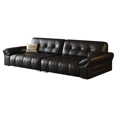 政府补贴DDC黑色全真皮沙发