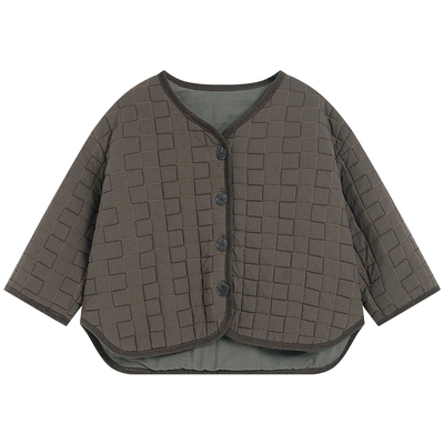 2024秋冬季儿童日系菱格棉服外套