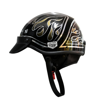 意大利TRRF碳纤维摩托车头盔复古半盔踏板日式男夏季巡航太子瓢盔