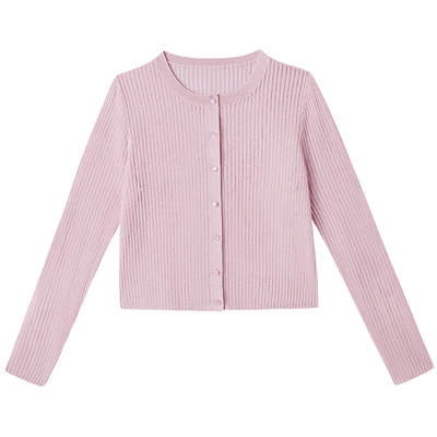 PURETOUCH桑蚕丝混纺圆领开衫