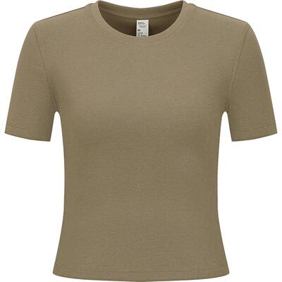 本来BENLAI女士修身圆领短袖T恤2025夏季新款休闲短上衣BNS450014