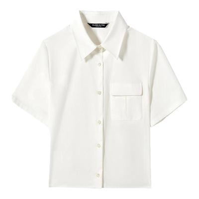 朗姿欧洲EiLEEN ELITEE设计感印花衬衫纯棉通勤2025年夏季新款