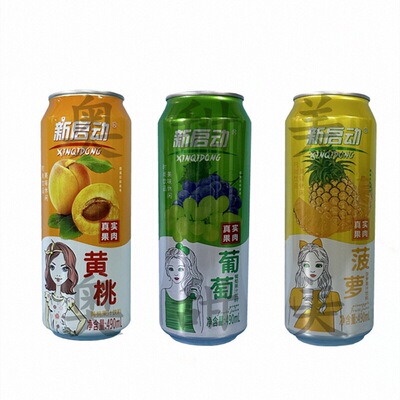 新启动果粒饮品葡萄菠萝黄桃果汁