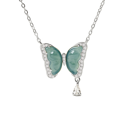 宫里上新天然翡翠蝴蝶项链