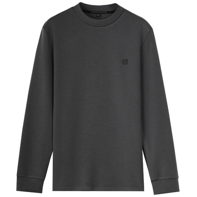 EHE男装莫代尔空气层面料简约舒适柔软圆领长袖T恤男2025秋冬新款