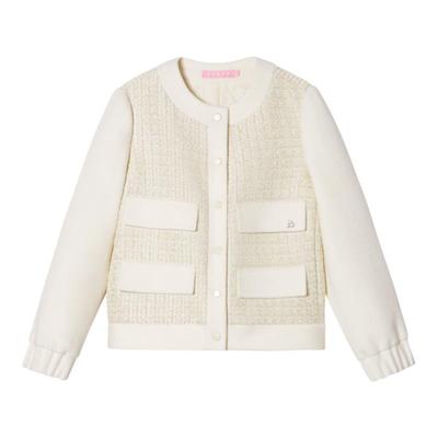 SALT.P可颜肌理感花纱拼接毛呢复古小香风羊毛外套棉服2024冬