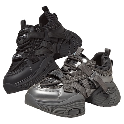 百思图暗夜星河春夏商场新款厚底增高老爹鞋女休闲运动鞋A1621CM4