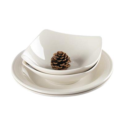 日式陶瓷碗盘家用套装高级感8英寸翘脚碗9.25英寸草帽盘组合4个装