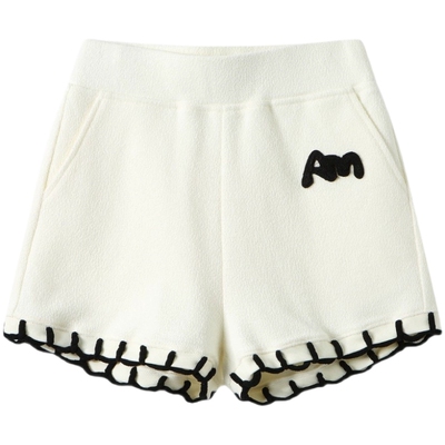 ANDREA MARTIN夏新款白色小羊撞色休闲宽松裤子短裤