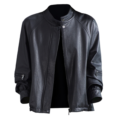 海宁真皮皮衣女2026秋冬新短款减龄温柔植鞣绵羊皮夹克机车小外套