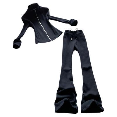 修身立领卫衣微喇裤两件套装秋季