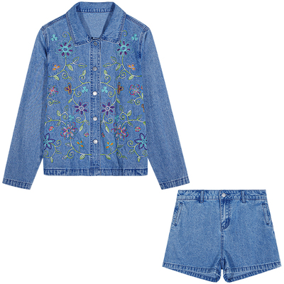 落落狷介牛仔套装裤女两件套