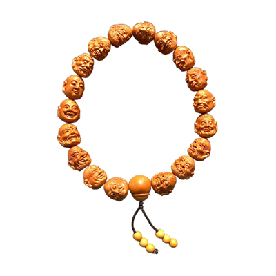 龙纹桃核雕刻小籽十八罗汉