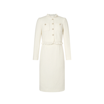 秋冬羊毛香风假两件名媛连衣裙