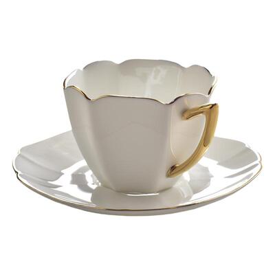 妙HOME异形骨瓷金边咖啡杯碟