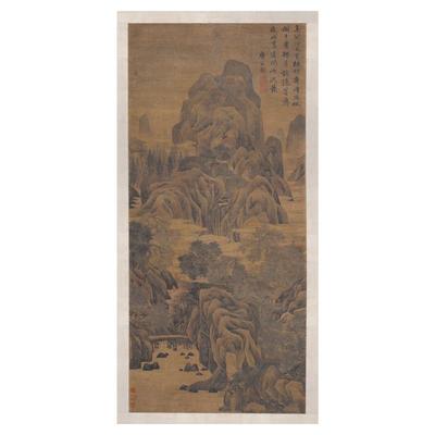 明 唐寅 高阁倚天图立轴书画竖幅山水挂轴国画真迹仿古临摹复制品