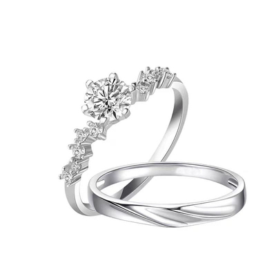 星梦莫桑石钻戒女纯银情侣对戒