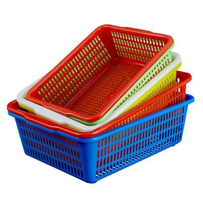 加厚塑料筐彩色方筛篮子收纳密眼