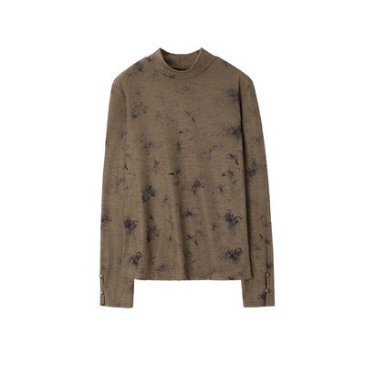 XWI欣未轻国风印花针织打底衫女2025冬季修身显瘦内搭半高领上衣