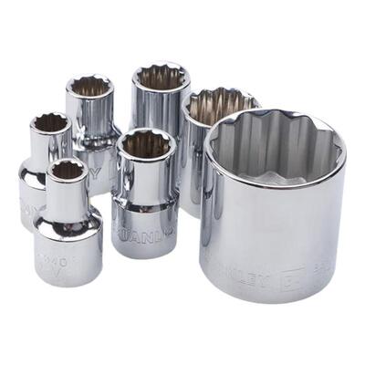 史丹利12角套筒铬钒钢加厚1/2