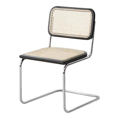 HACOSN北欧复古轻奢实木藤编餐椅