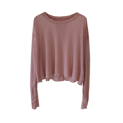 薄款透视加长袖面膜T恤女短款宽松韩版夏装开叉防晒衣空调衫上衣