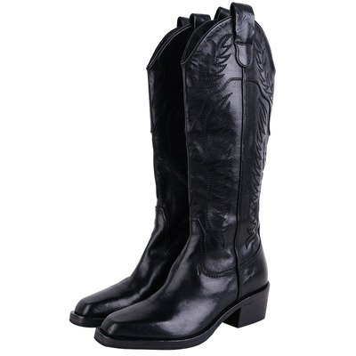 GLAS升阶质感水洗马皮西部及膝靴