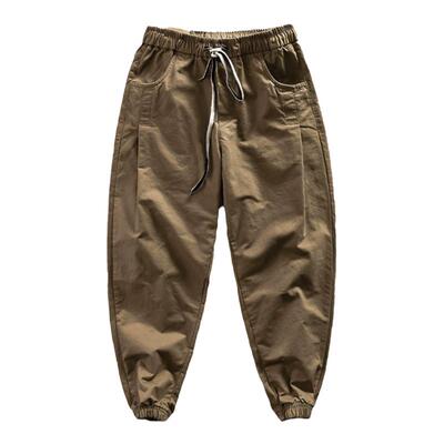 日系潮流前后双褶立体剪裁束脚裤