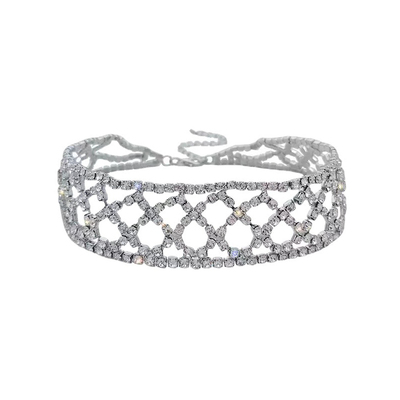 欧美超闪满钻宽网项链女choker