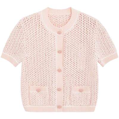 bebe夏季新款纽扣饰针织开衫