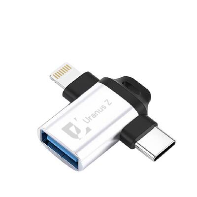 锐斯三合一otg转换器适用苹果otg多功能接口转换器tpc数据传输连接U盘优盘鼠标键盘鼠标ipad平板电脑笔记本